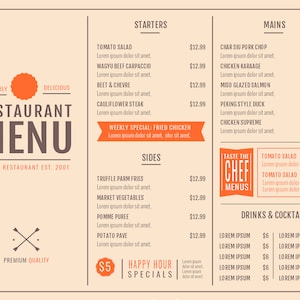Retro Style Restaurant Menu Template, Simple Retro Menu Template ...