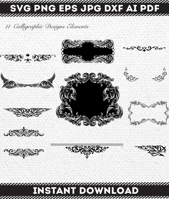 Retro Calligraphy Design Elements SVG Calligraphy Frames - Etsy