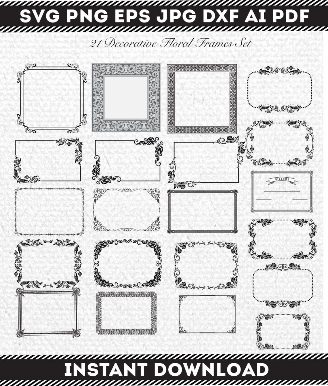 21 Border Frames SVG Cut Files, Frames Bundle Svg, Frames SVG, Frame ...