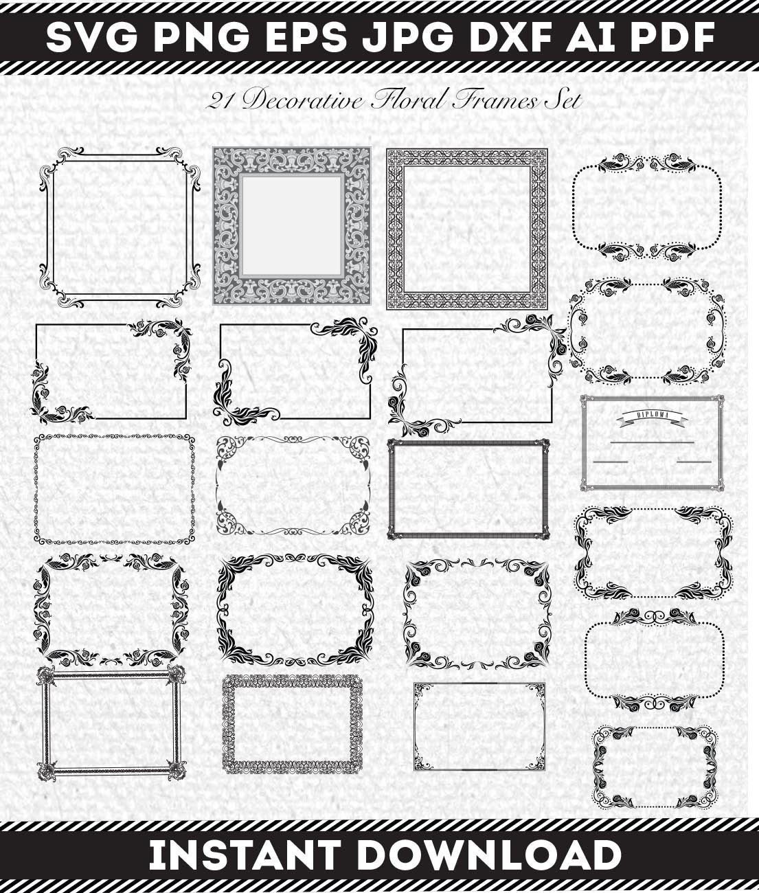 21 Border Frames SVG Cut Files, Frames Bundle Svg, Frames SVG, Frame ...
