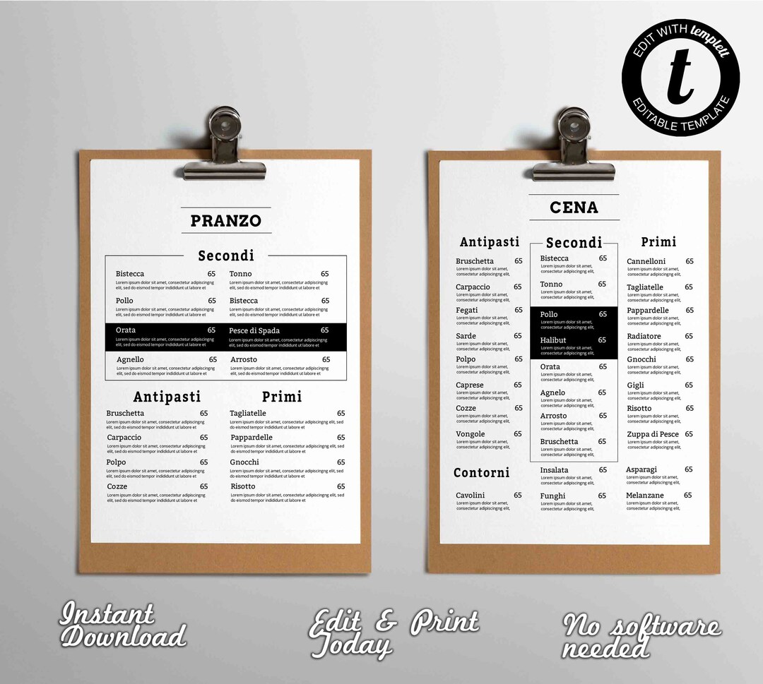 Restaurant Menu Template, Modern Menu Template, Minimal Food Menu ...