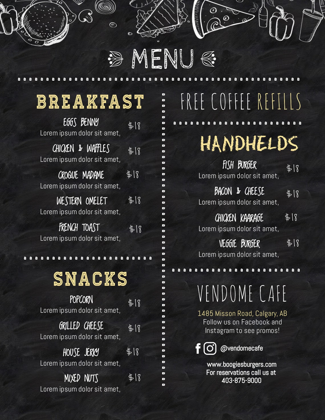 Simple Chalkboard Restaurant Template, Editable Chalkboard Menu in ...