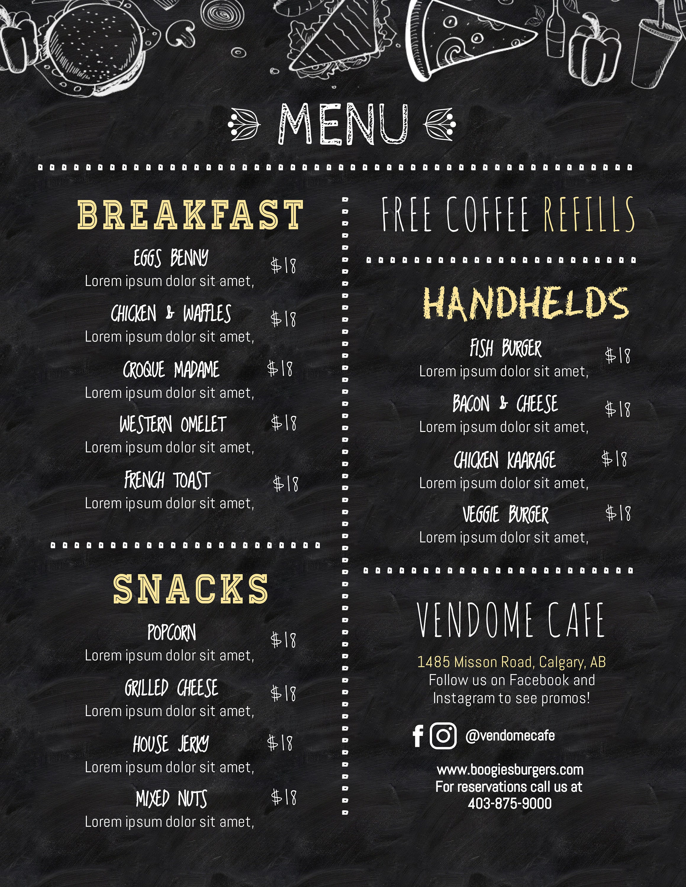 Simple Chalkboard Restaurant Template, Editable Chalkboard Menu in ...