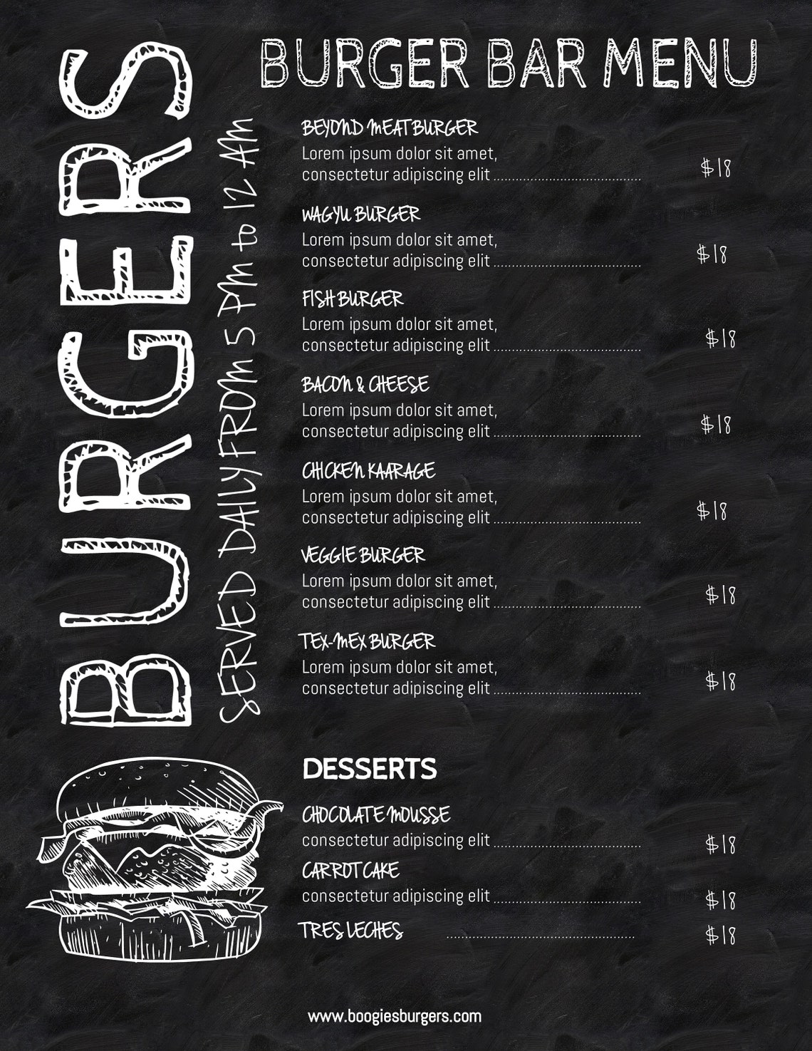 Chalkboard Menu Template, Burger Menu Template, Chalkboard Template ...