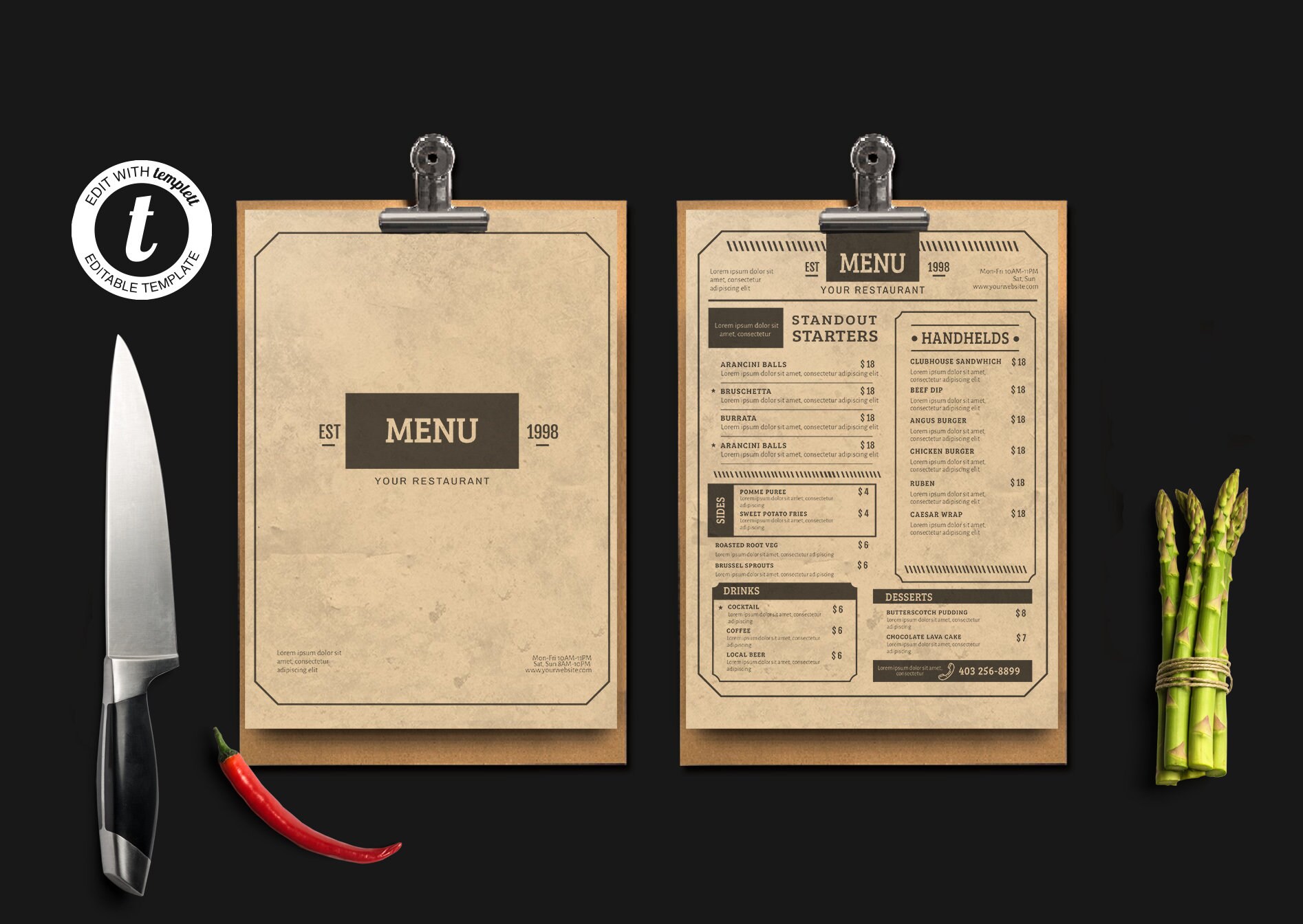 Vintage Restaurant Menu Design
