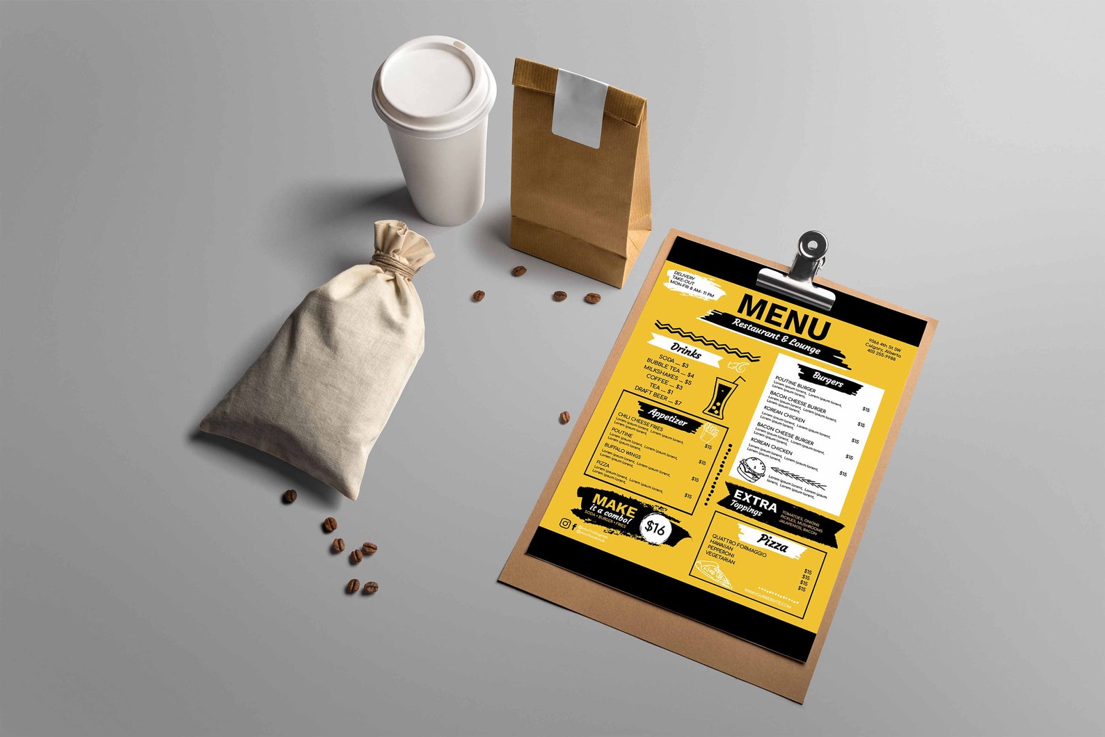 Simple Yellow Menu Template, Minimalist Yellow Menu, Simple Yellow ...