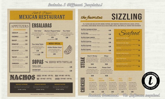 Spanish Menu Template