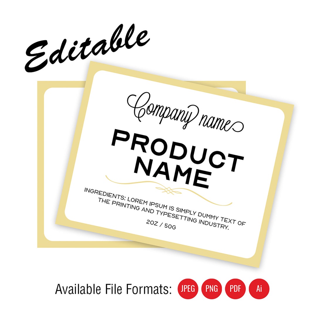 Editable Product Label Template - DIY Label Bottle Label - 2.5" X 2 ...