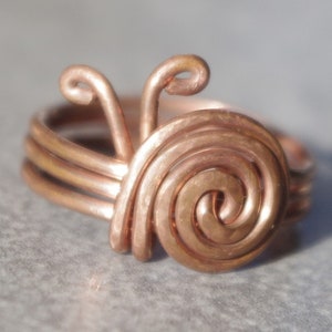 Pure Copper Wire Ring, Wire Wrapped Ring - Snail. Gift for Woman, Boho ...