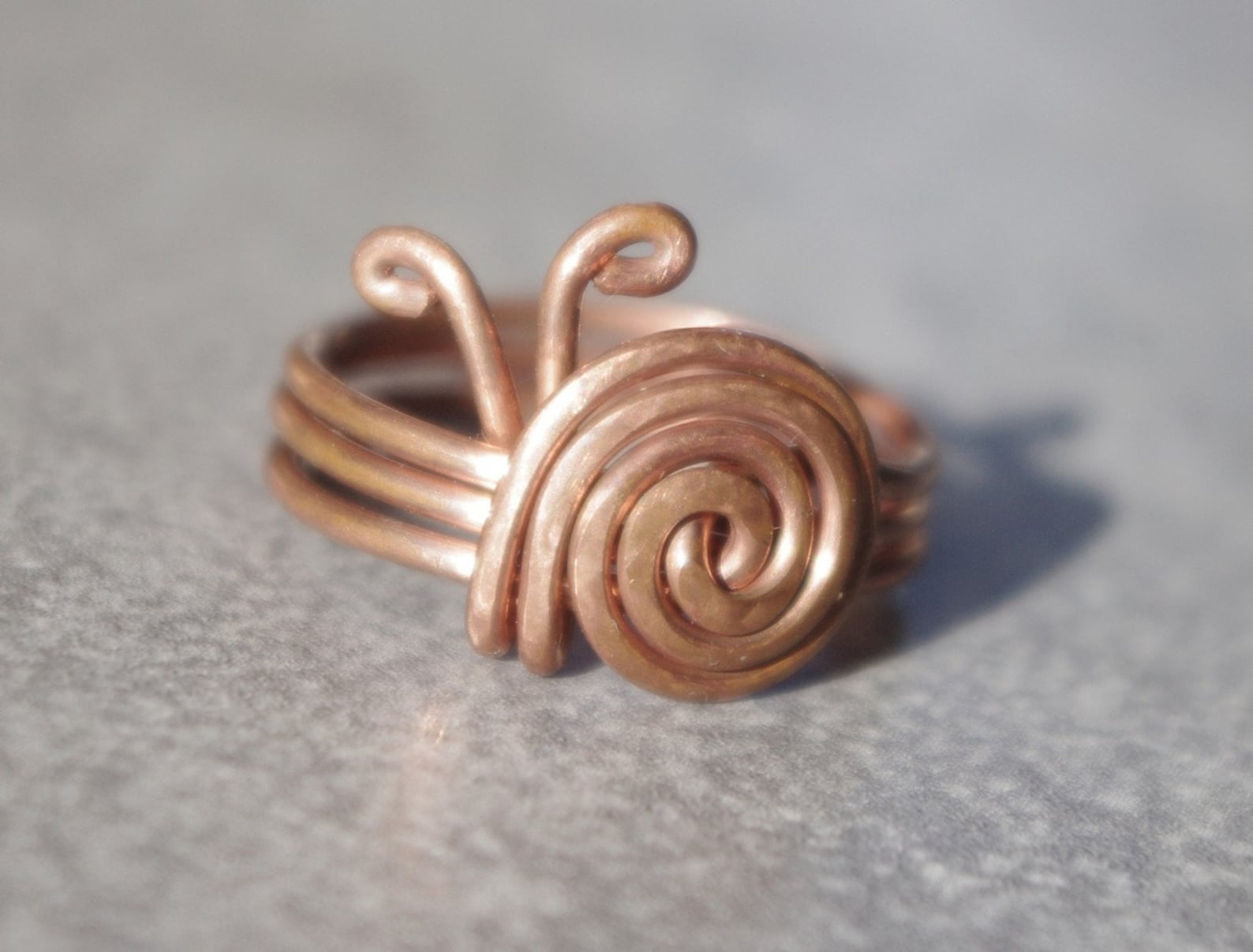 Copper Wire Wrapped Ring - Snail Pattern. Option Pure or Oxidized ...