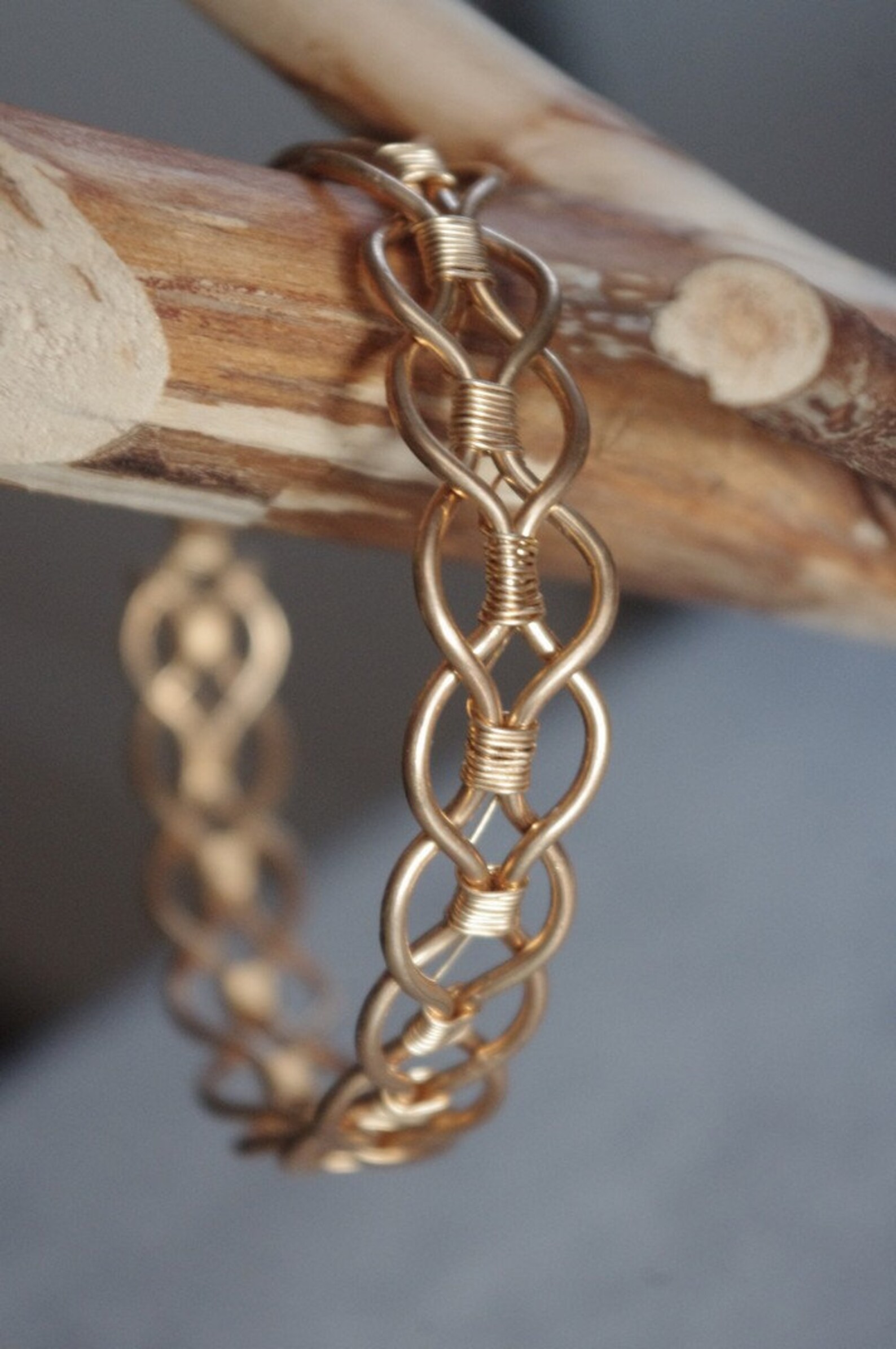 Bronze wrapped wire bracelet. Double wave braid crown. Gift | Etsy