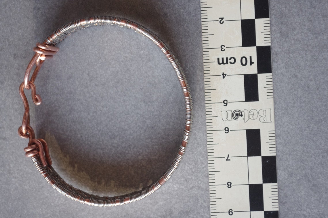 Wraped cuff copper wire bacelet. Stainless steel indian/medieval ...