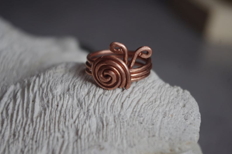 Copper Wire Wrapped Ring - Snail Pattern. Option Pure or Oxidized ...