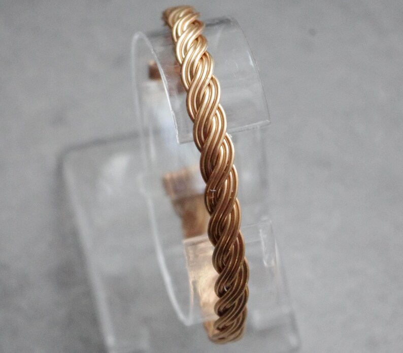 Bronze wrapped wire bracelet. Double wave braid crown. Gift - Etsy Polska