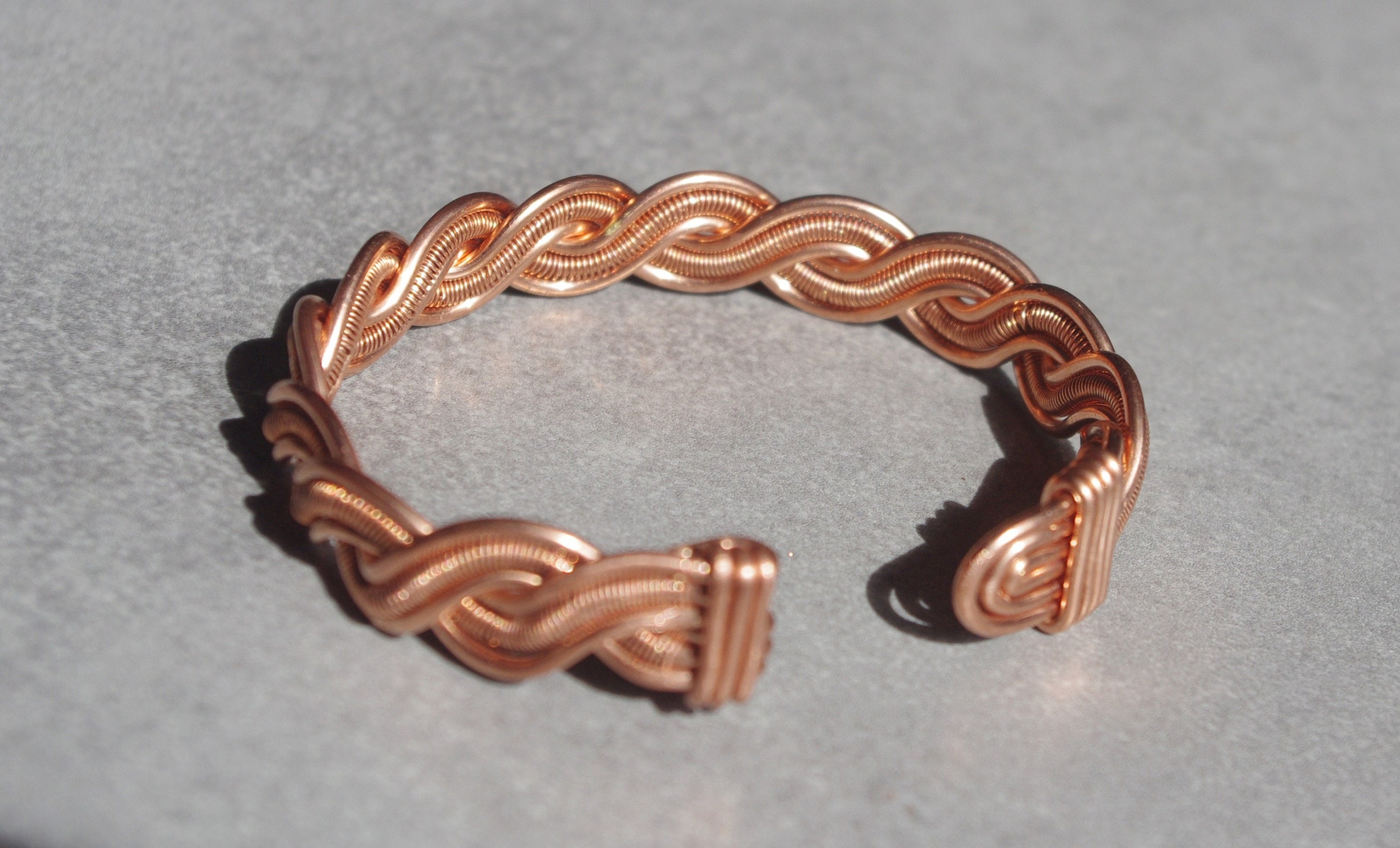 Pure Copper Bracelet. Wire Wrapped Cuff Bracelet. Double Wave. Gift for ...