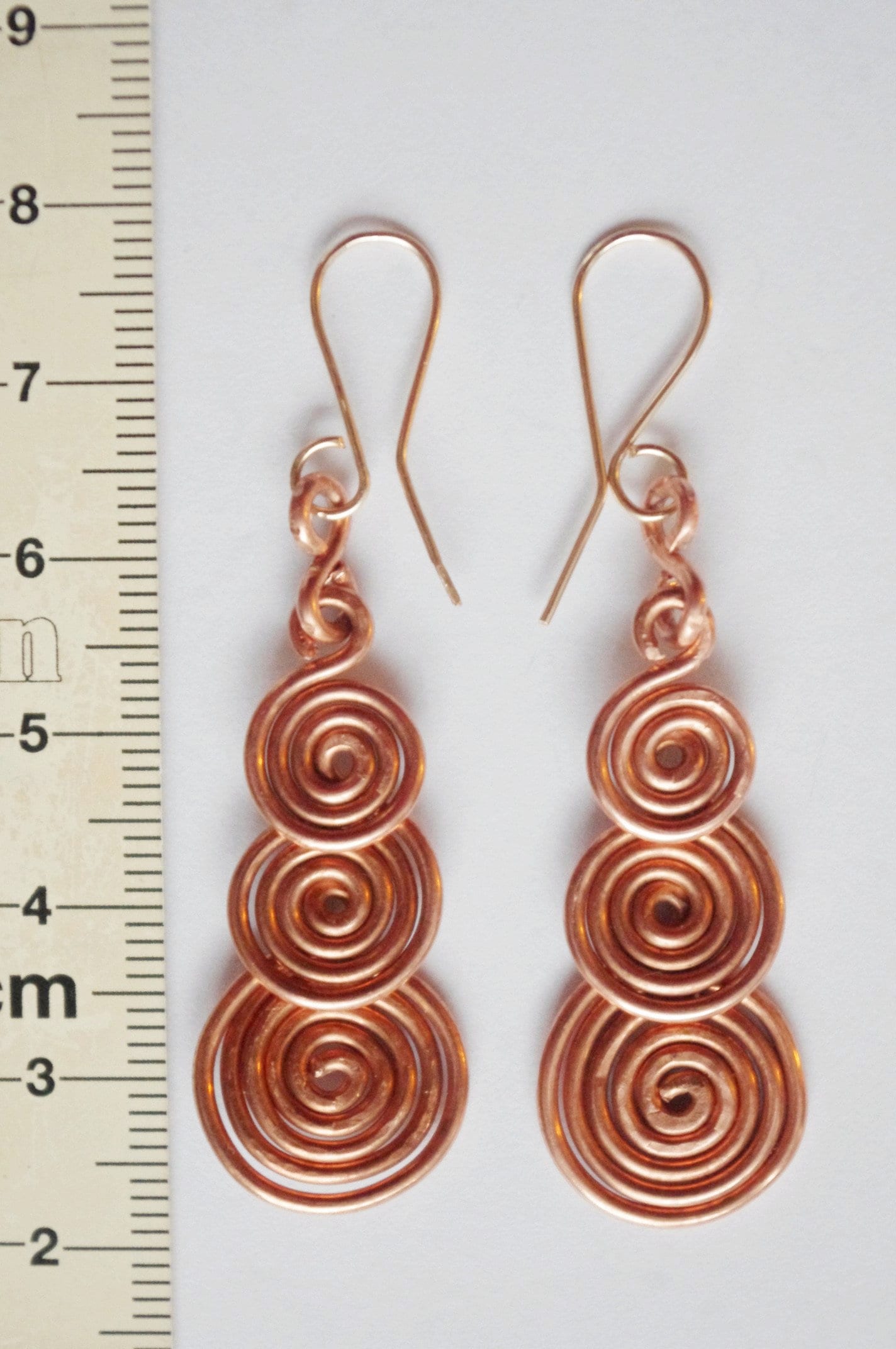 Spiral Vortex Medieval Wrapped Copper and Bronze Wire Bohemian Earrings ...