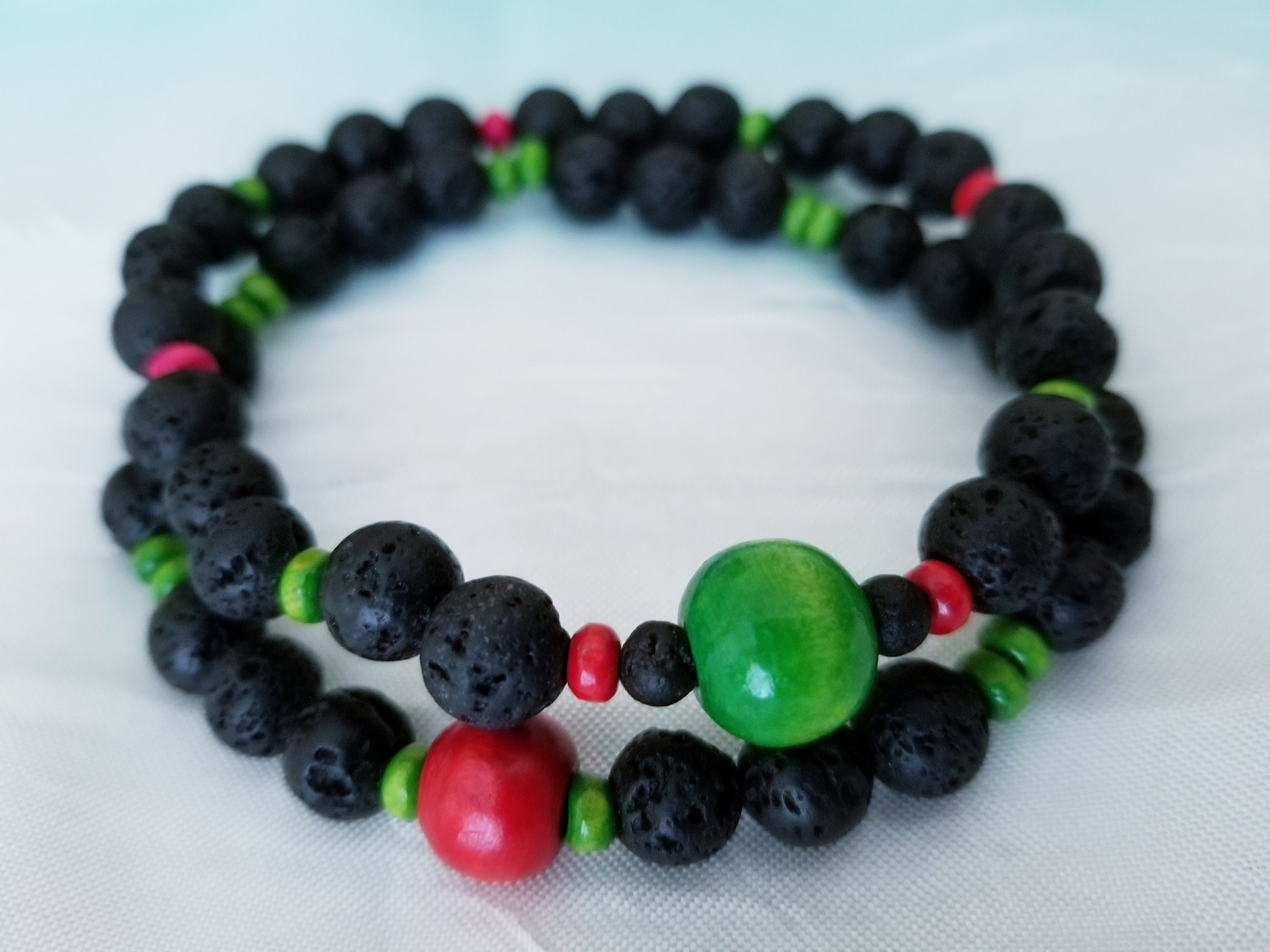 RBG Afrocentric Lava Stone, Root Chakra, Diffuser Bracelet, Pan Africa ...