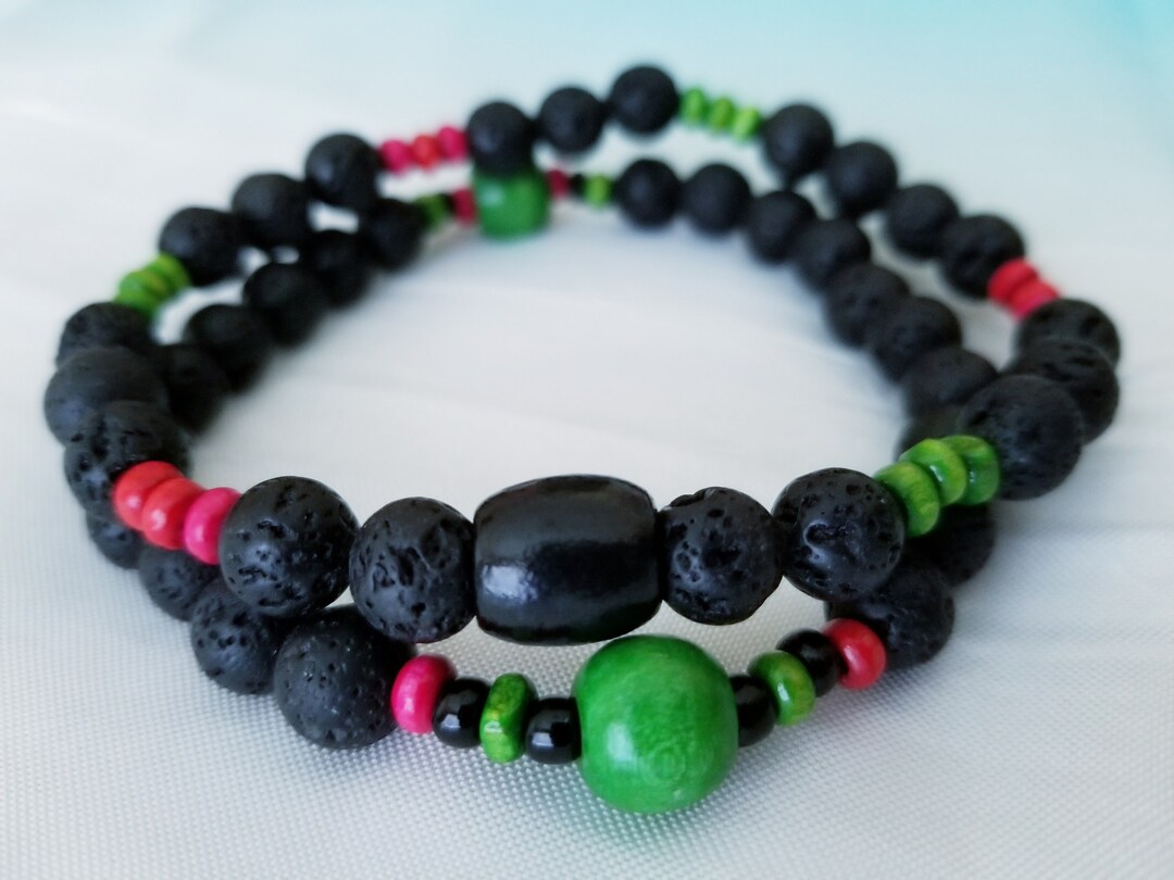 RBG Afrocentric Lava Stone, Root Chakra, Diffuser Bracelet, Pan Africa ...