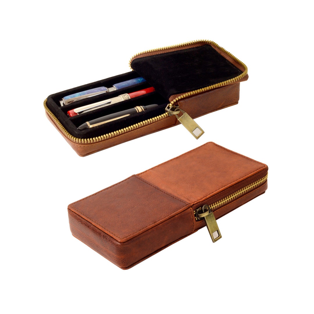 Genuine Leather Wooden Secure Pen Case Case for 3 Jumbo Pens | Rare Oil ...