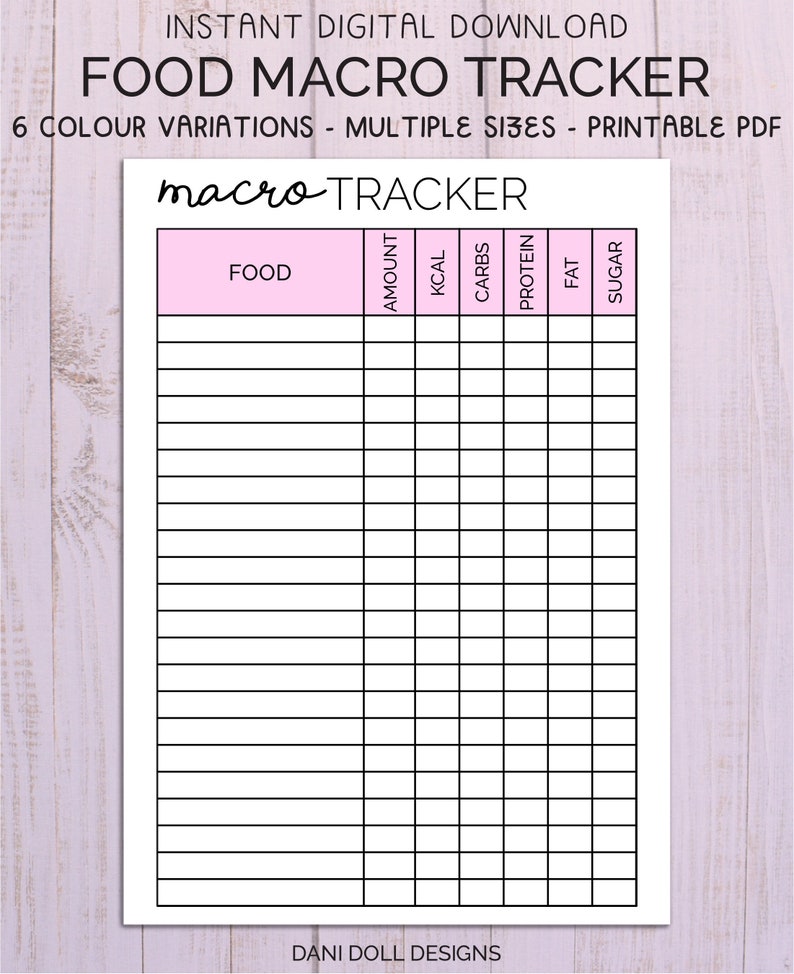Macro Tracker Printable , Food Journal , Weight Tracking Food Intake ...