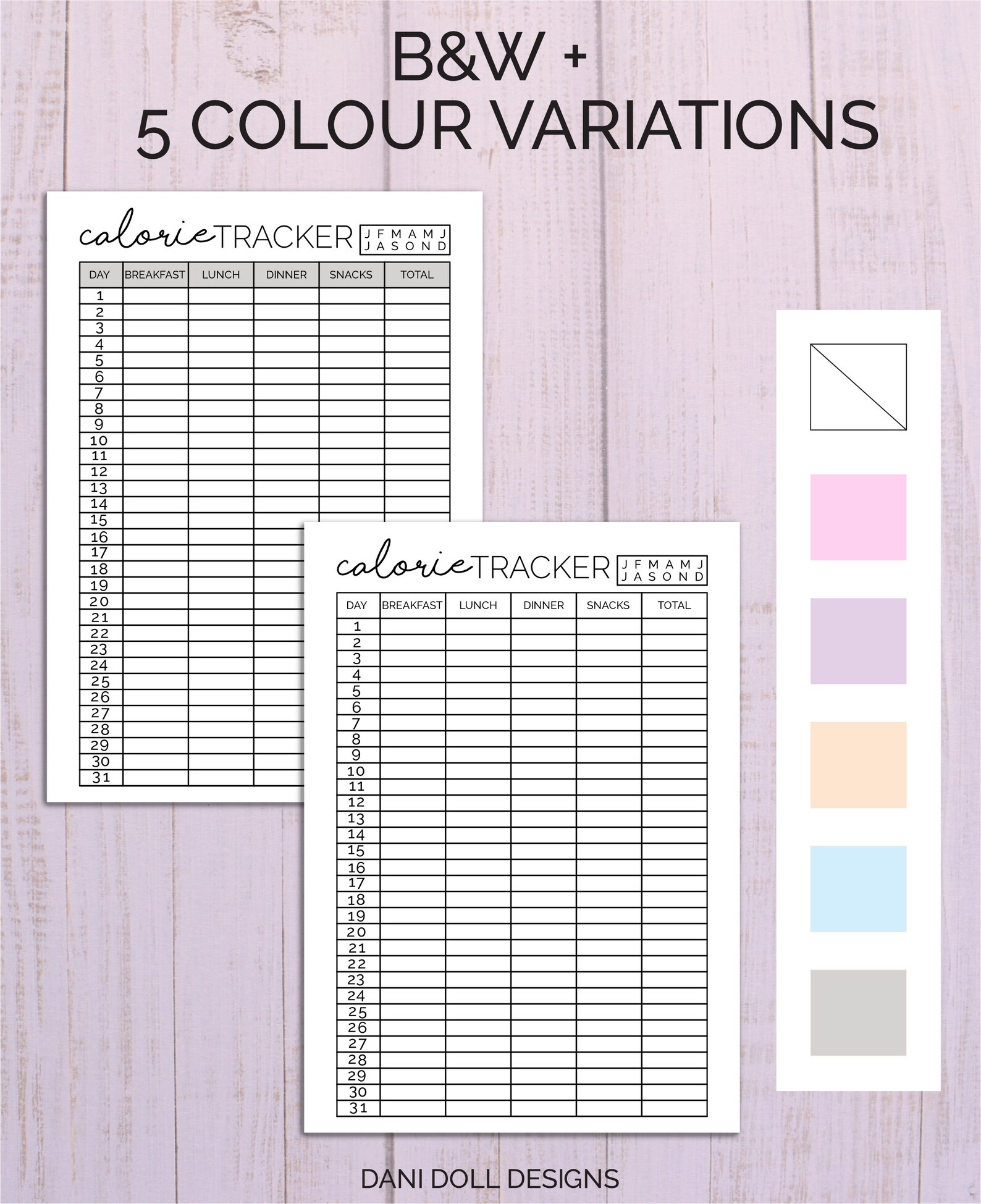 Calorie Tracker Printable , Food Journal , Weight Tracking Food Intake ...