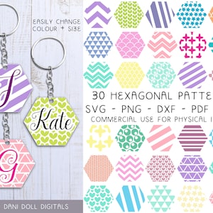 Hexagon Pattern SVG DXF PNG, Keychain Hexagonal Pattern Keychain Svg ...