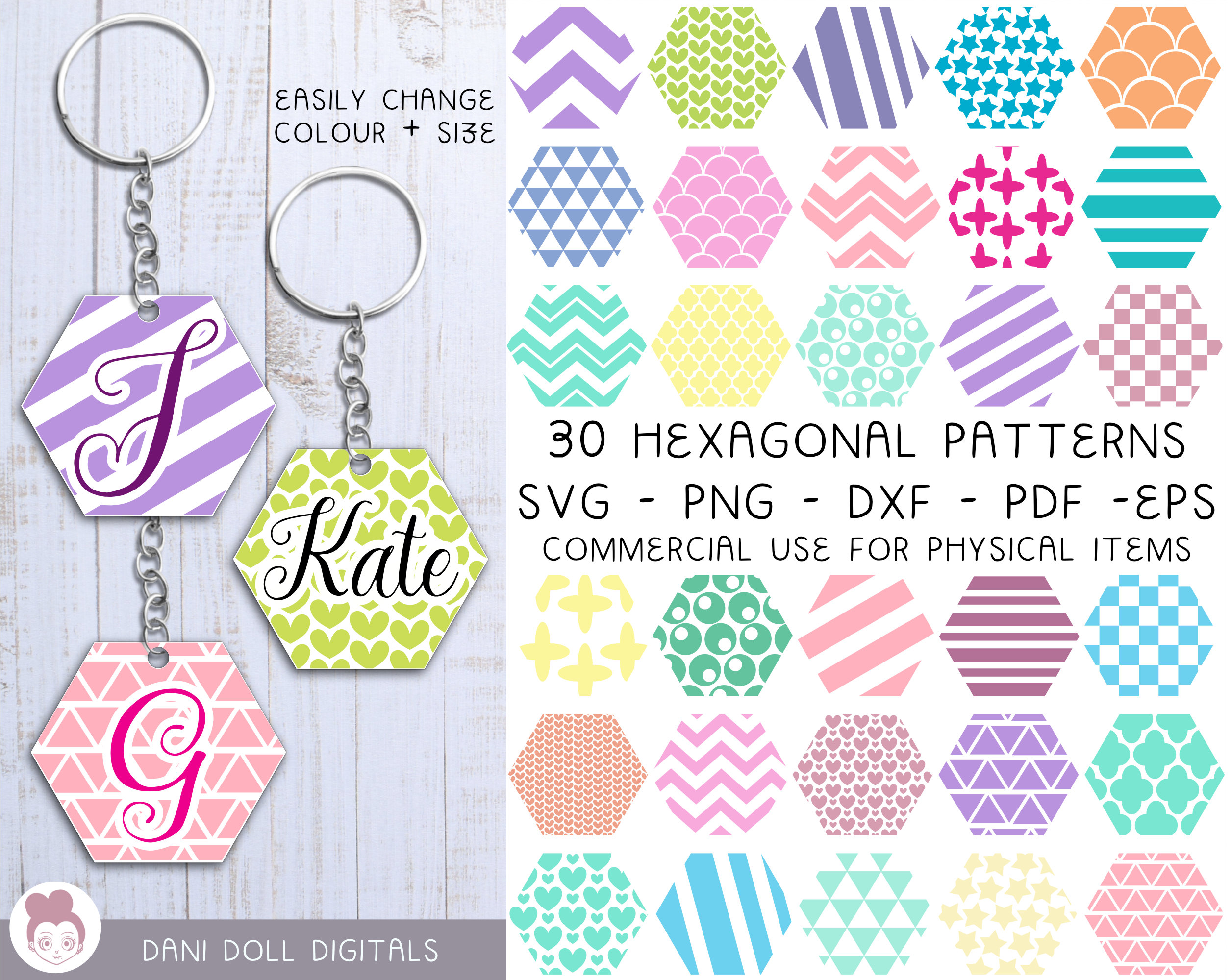 Hexagon Pattern SVG DXF PNG, Keychain Hexagonal Pattern Keychain Svg ...