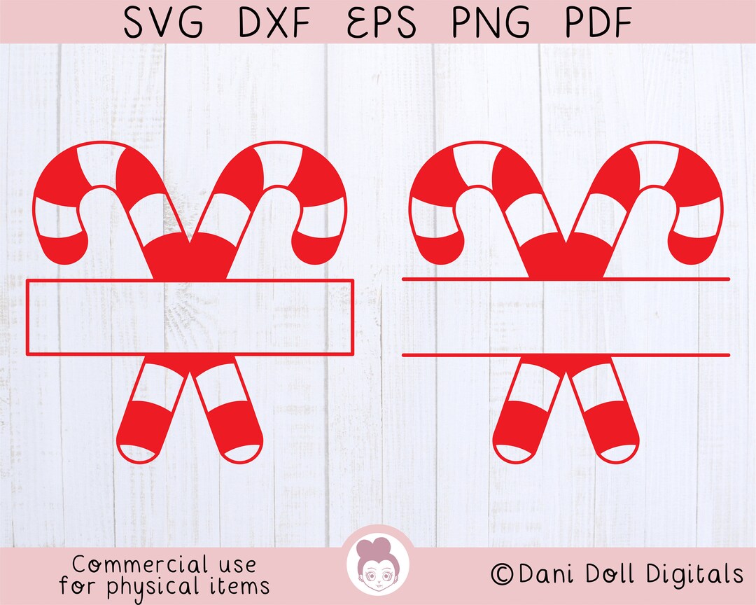 Candy Cane Monogram SVG DXF PNG Clip Art, Merry Christmas, Cute Xmas ...