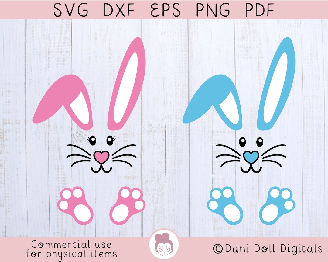 Floppy Ear Easter Bunny SVG DXF PNG, Outline Animal Rabbit Hare Happy ...