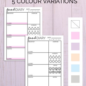 Daily Food Diary Printable , Food Journal , Digital Diet , Weight ...