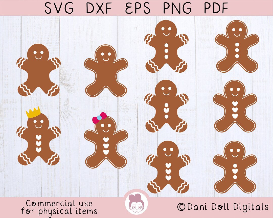 Gingerbread Men - SVG DXF PNG Pdf Eps Cut File for Cricut Silhouette ...