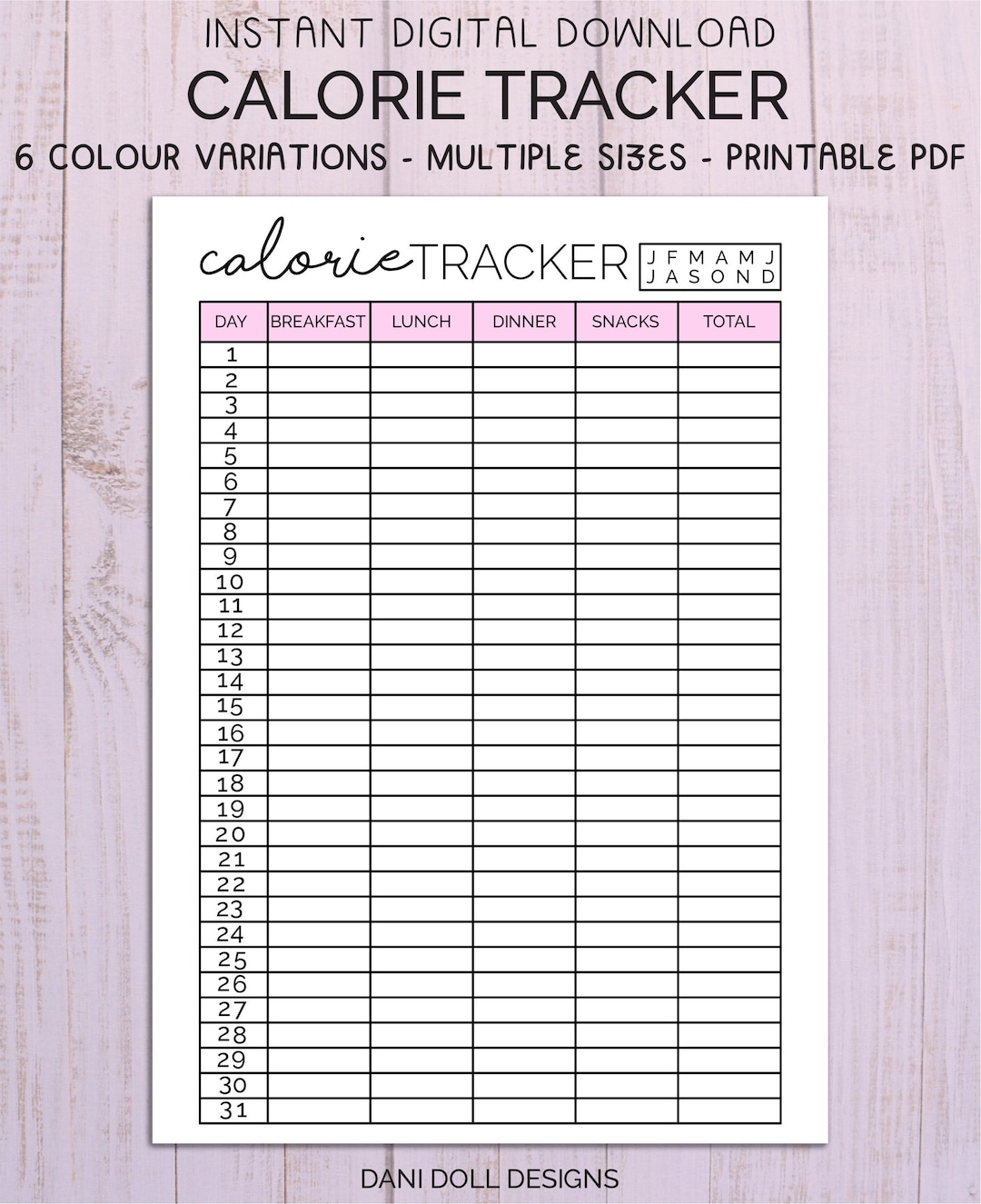 Calorie Tracker Printable , Food Journal , Weight Tracking Food Intake ...