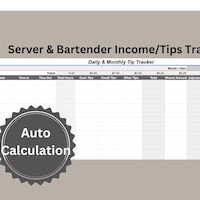 Server Tips Tracker Sheet Printable, for Tip Sharing Weekly Breakdown PDF Digital Download A4/a5 ...