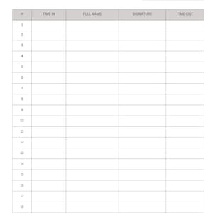 Printable Employee Sign in Sheet | Instant Download in Letter Size PDF ...