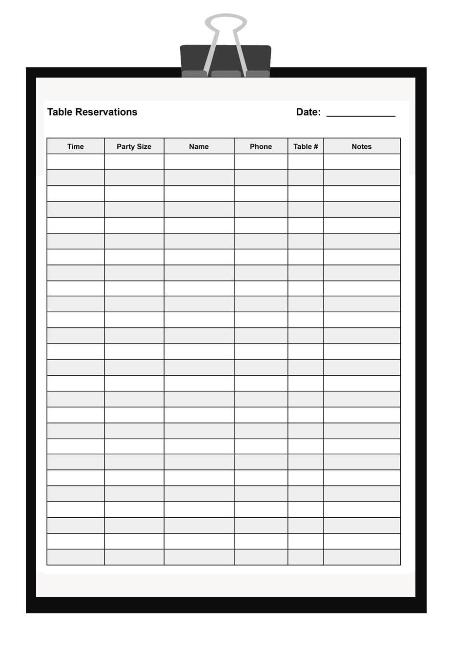 Printable Restaurant Table Reservation Form | Restaurant Guest Table ... Printable Restaurant Table Reservation Form | Restaurant Guest Table ...