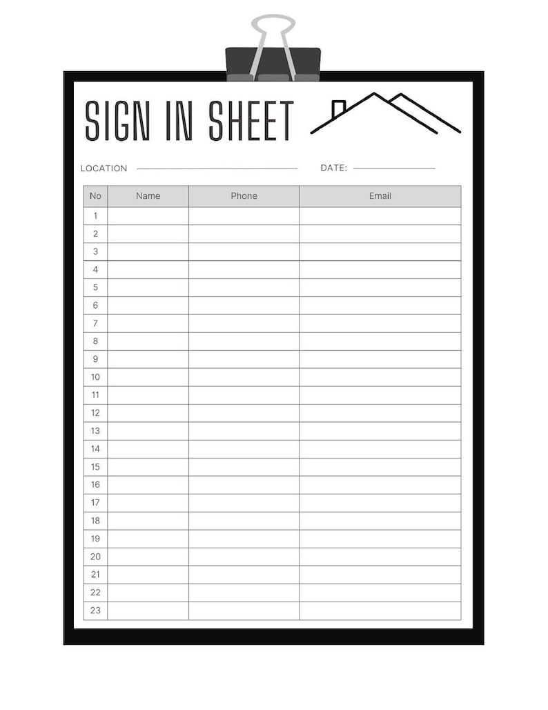 Realtor Open House Sign in Sheet Template, Instant Download Sign in ...