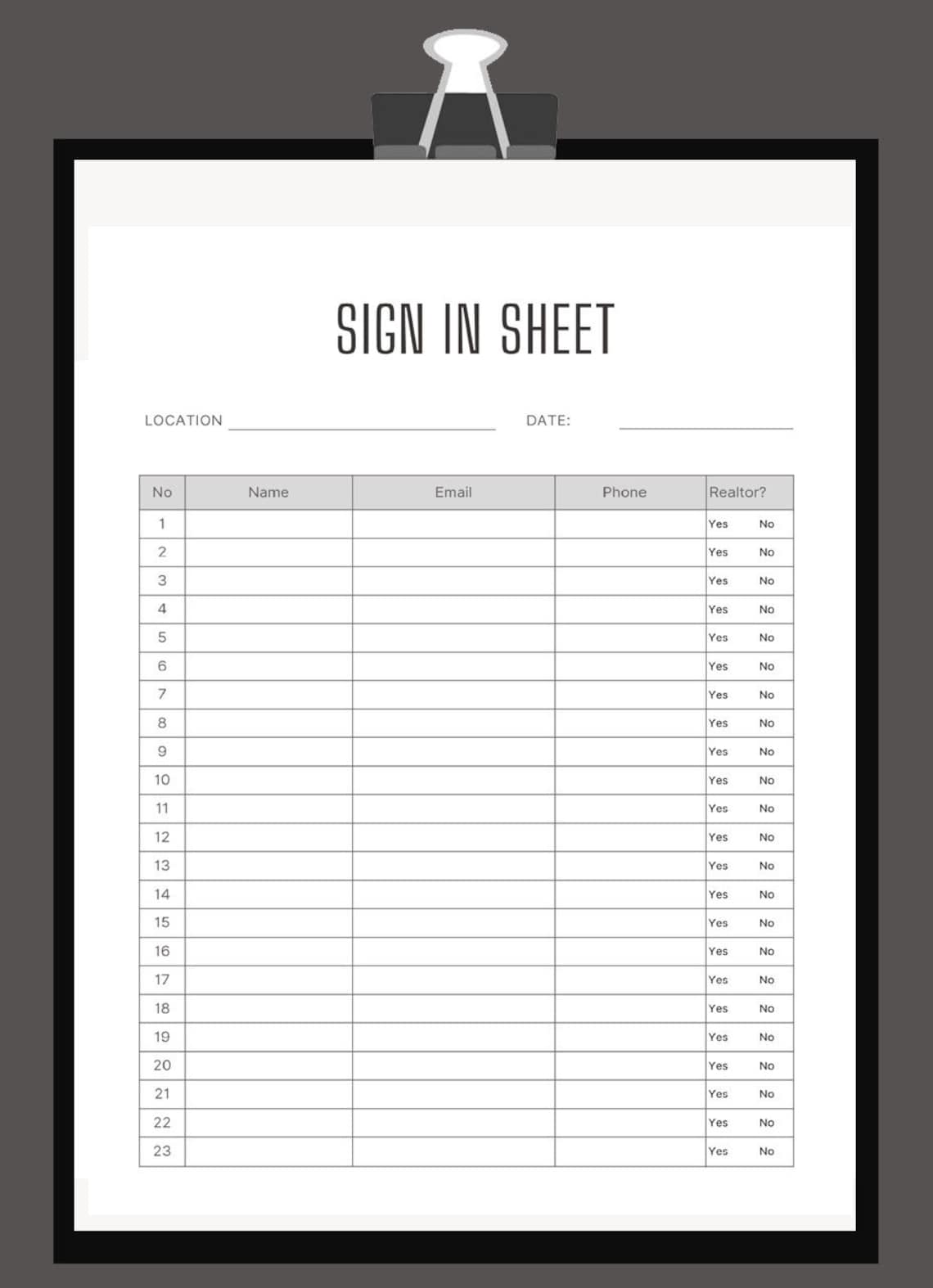 Realtor Open House Sign in Sheet Template, Instant Download Sign in ...