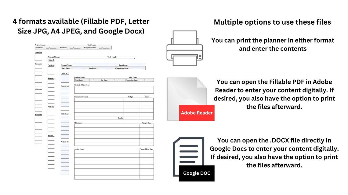 Fillable Project Plan Template (PDF) - Digital Planner Manage Projects ...