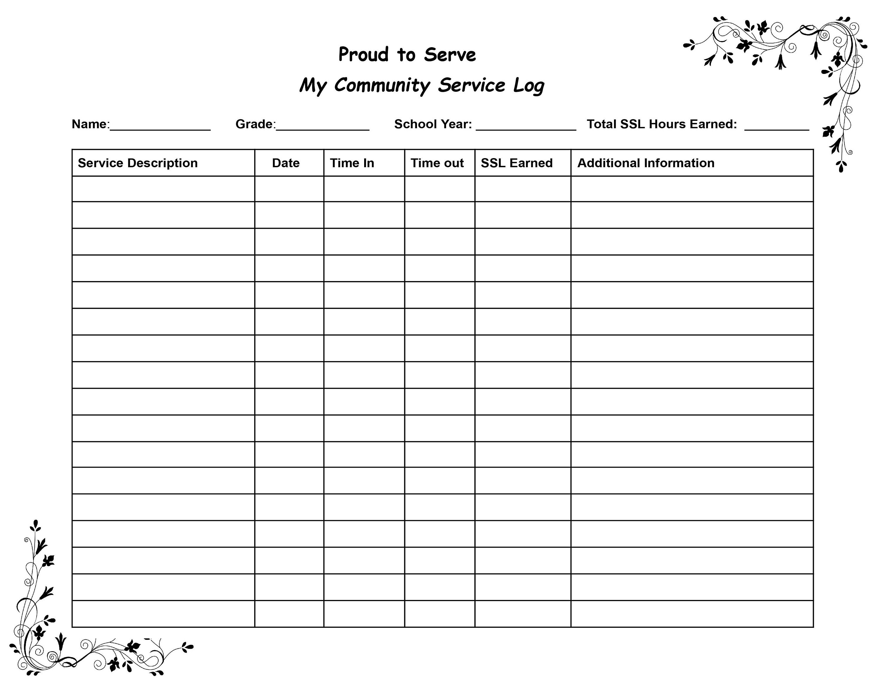 Community Service Log| Student Service Learning Hours Tracker| SSL ...
