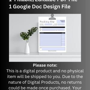 Printable Fillable Packing Slip Template PDF packing Receipt shipping ...