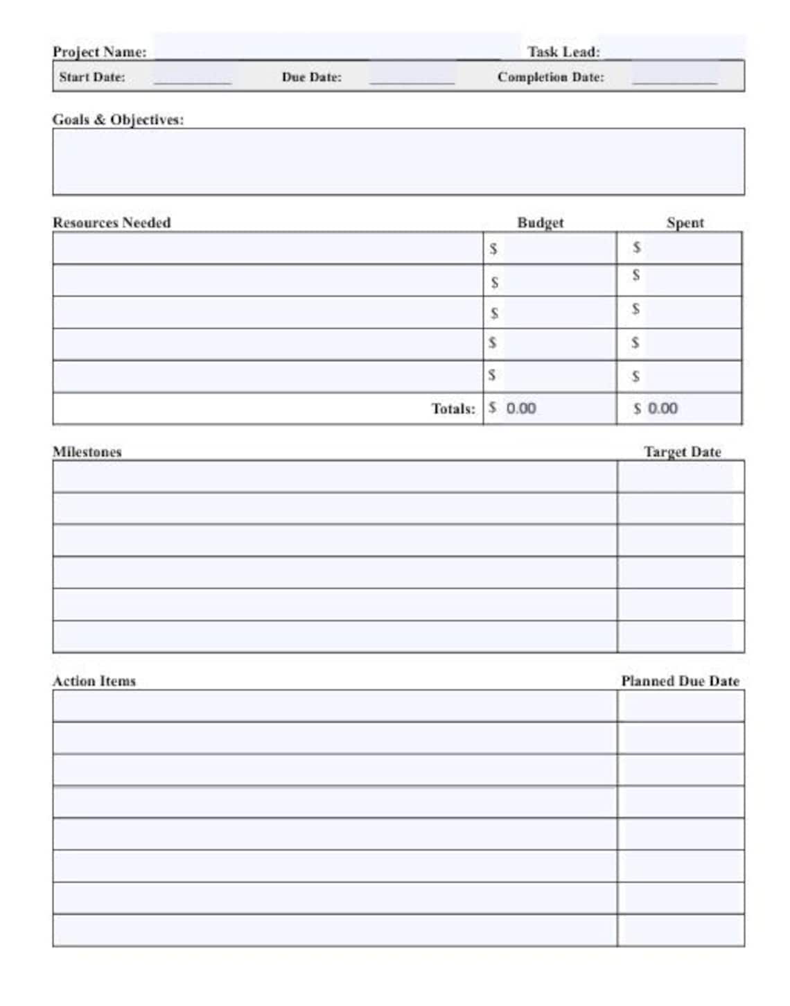 Fillable Project Plan Template (PDF) - Digital Planner Manage Projects ...