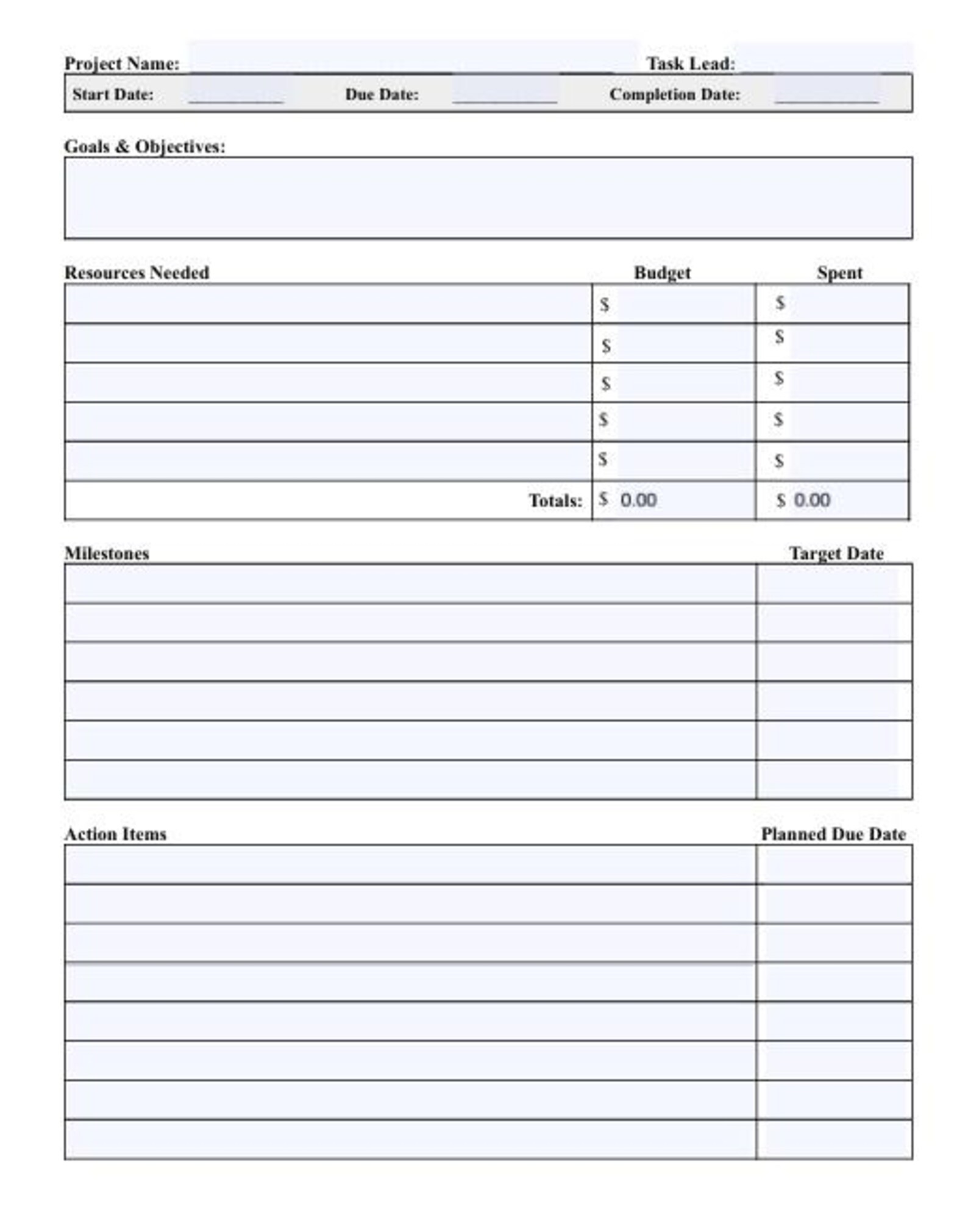 Fillable Project Plan Template (PDF) - Digital Planner Manage Projects ...