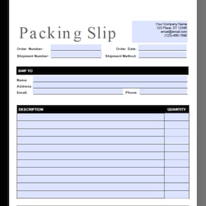 Printable Fillable Packing Slip Template PDF packing Receipt shipping ...