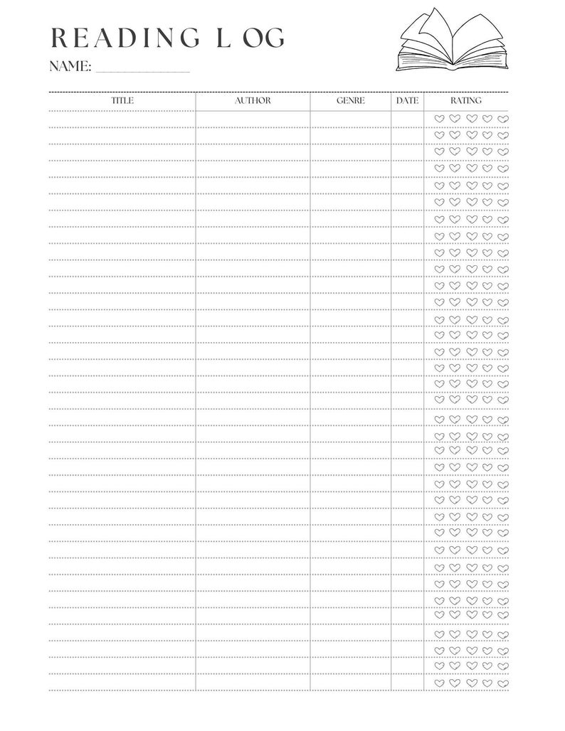 Reading Log Printable| Book Tracker for Students and Teachers | Letter ...