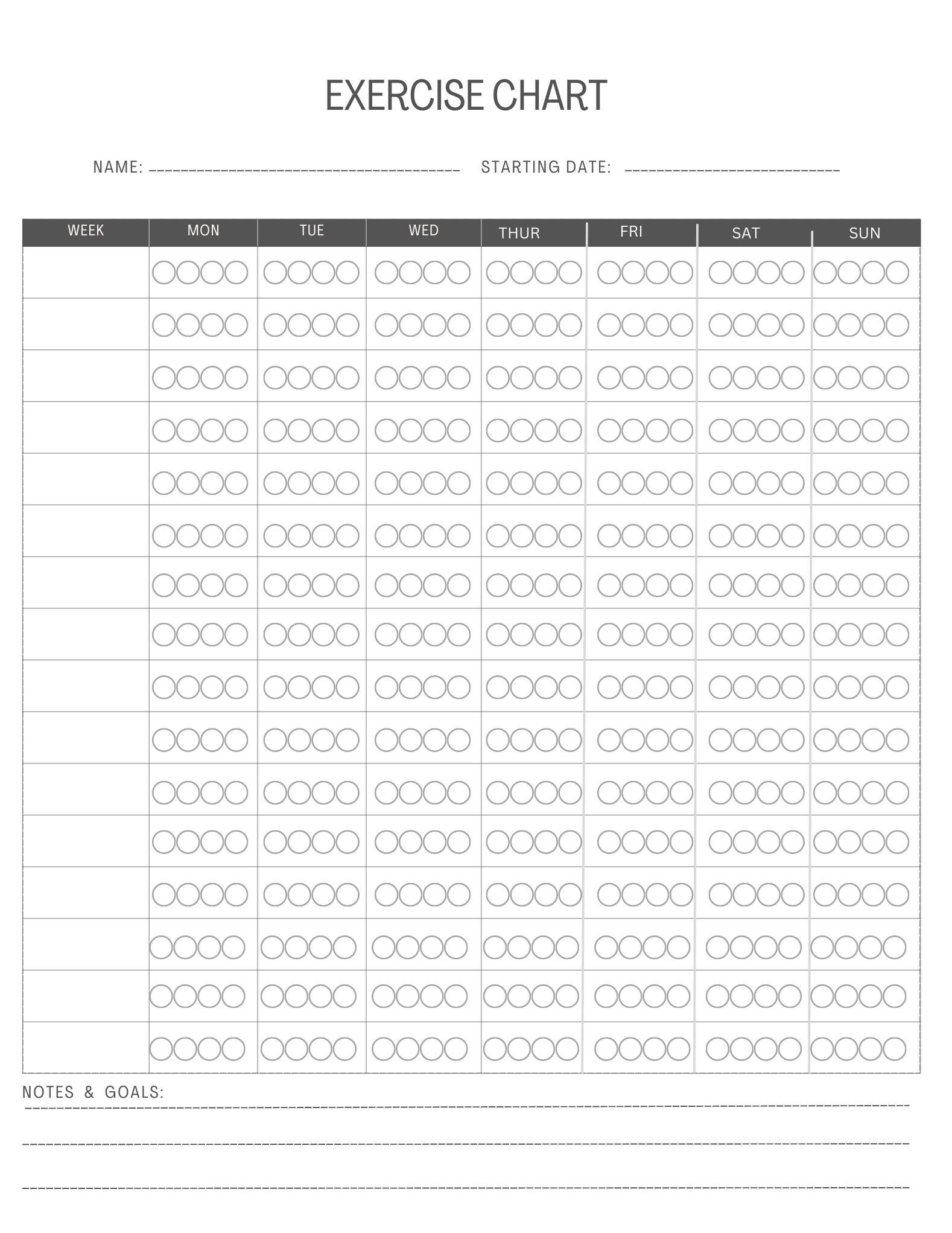 Work Out Charts Template