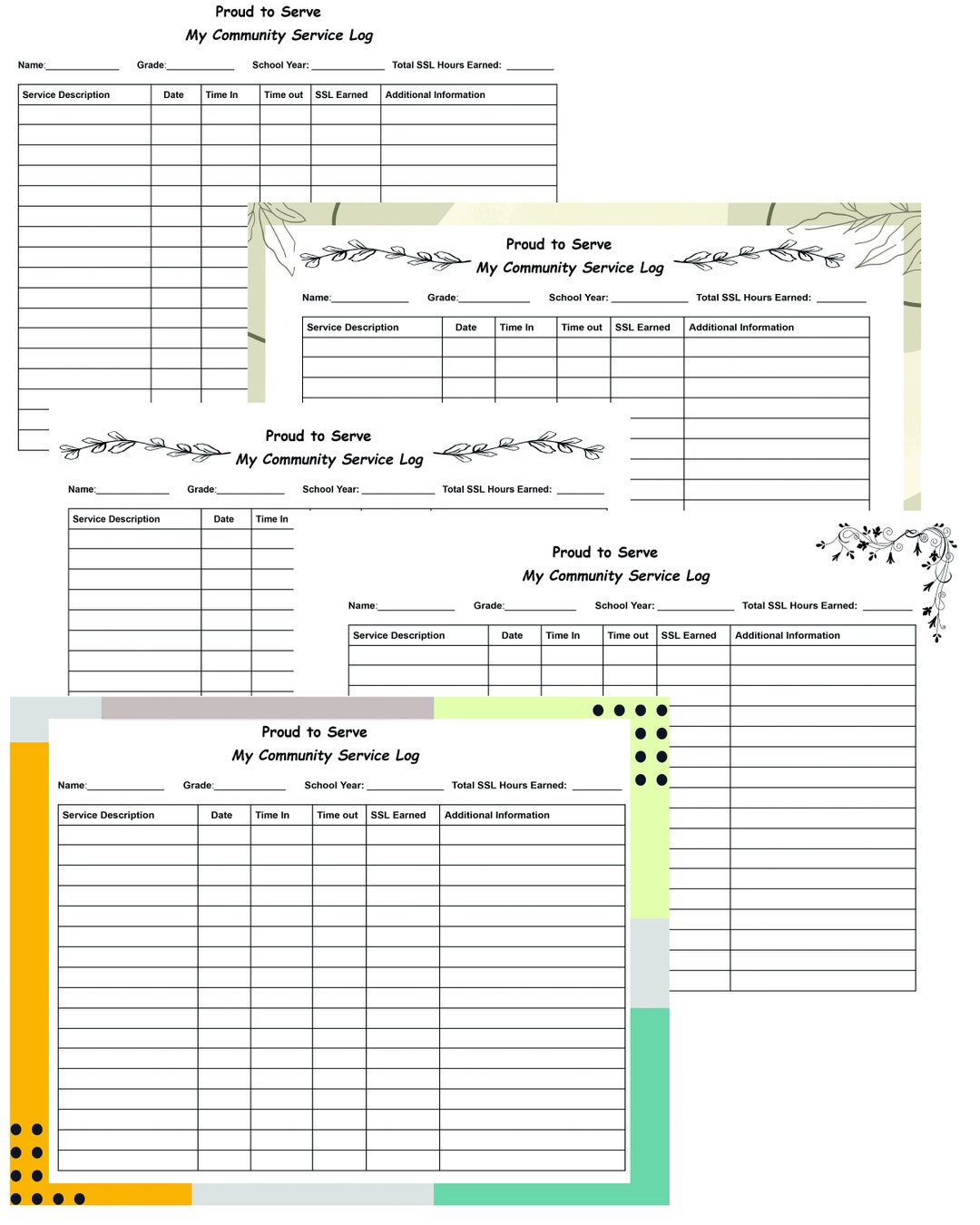 Community Service Log| Student Service Learning Hours Tracker| SSL ...