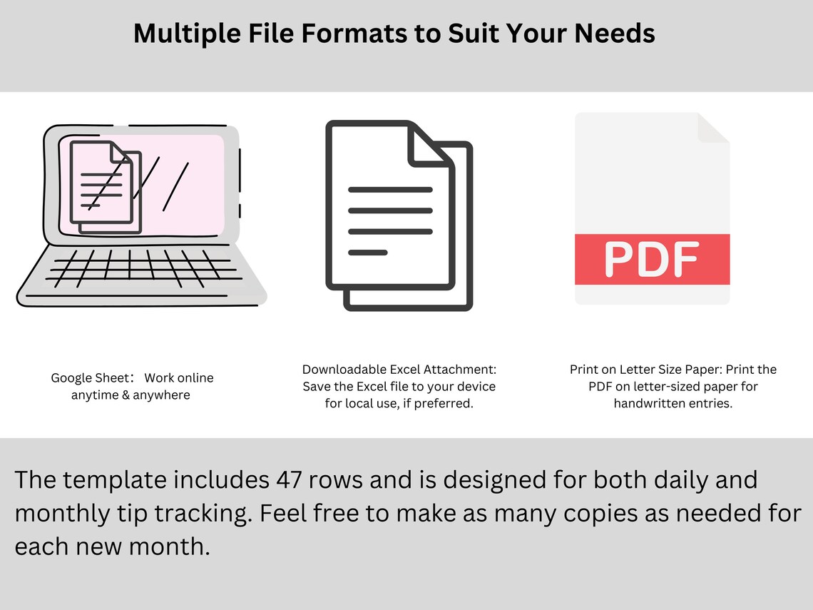 Server Tip Tracker: Excel Spreadsheet, Google Sheets, Printable PDF ...