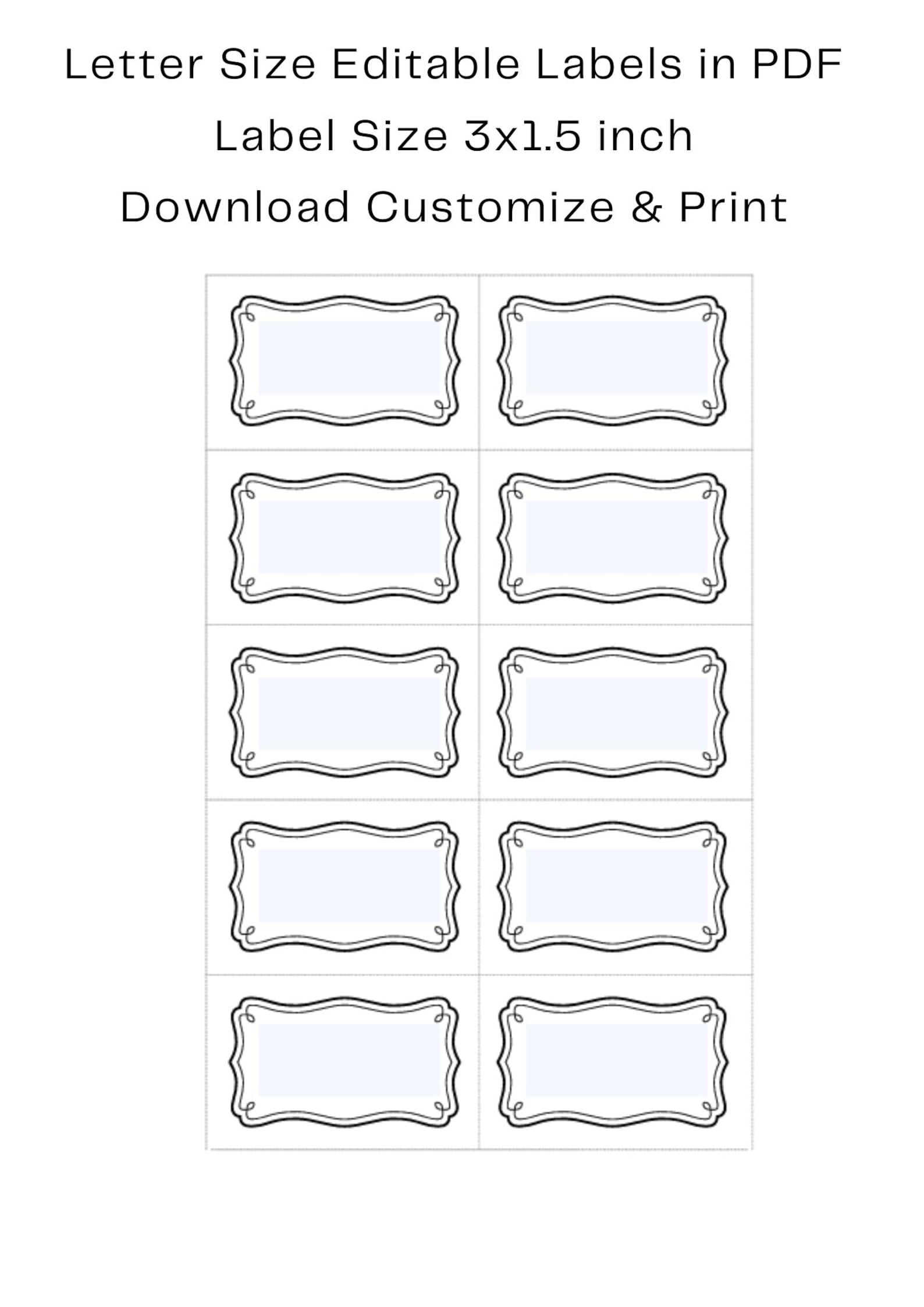 Editable Labels in PDF Size 3 X 1.5 Inch | US Letter | Minimalist Label ...