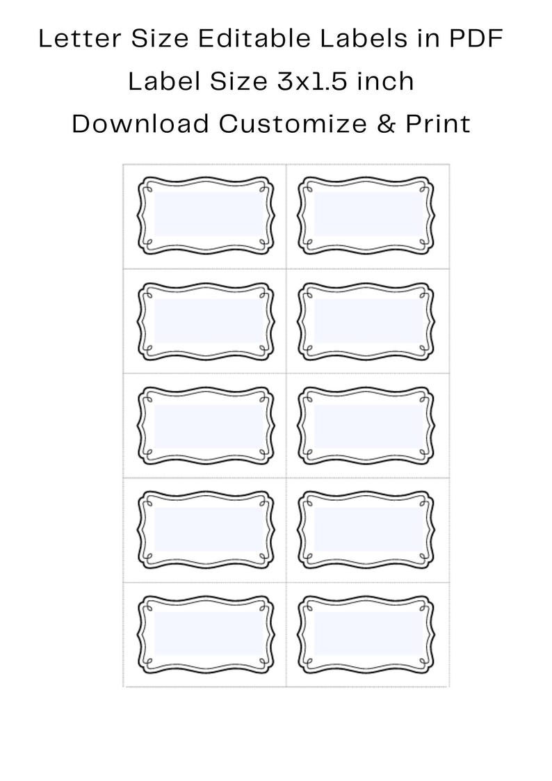 Editable Labels in PDF Size 3 X 1.5 Inch | US Letter | Minimalist Label ...