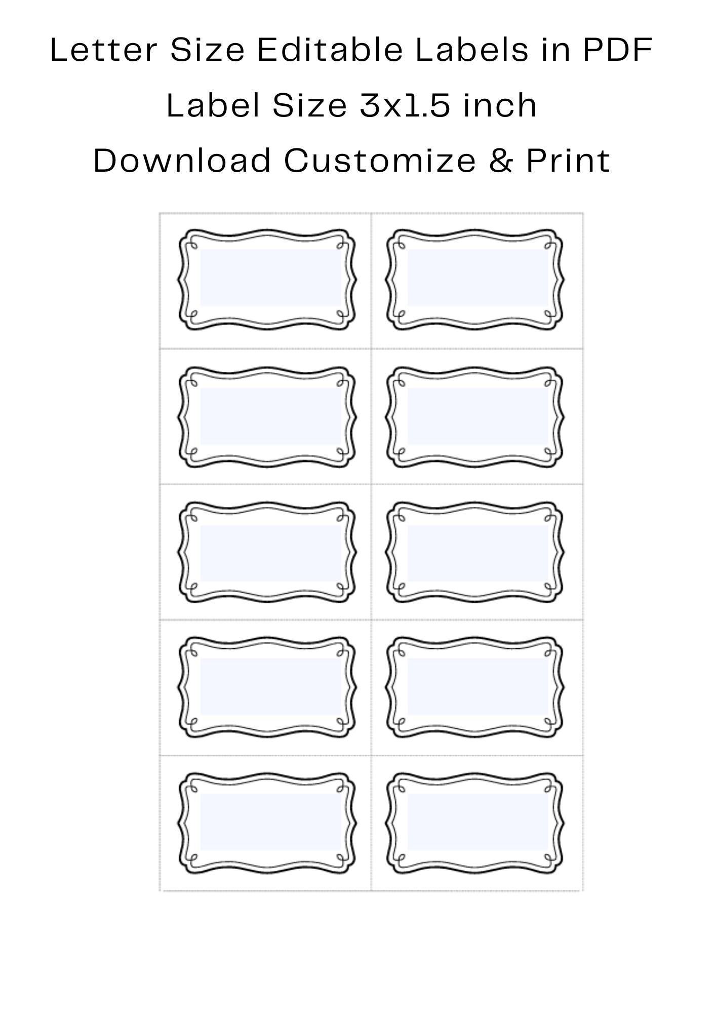 Editable Labels in PDF Size 3 X 1.5 Inch | US Letter | Minimalist Label ...